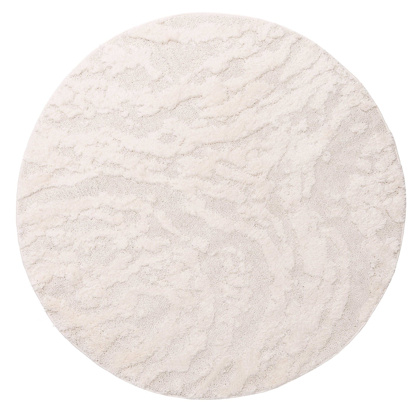 Aurora Ivory Cream Abstract Textured Round Rug