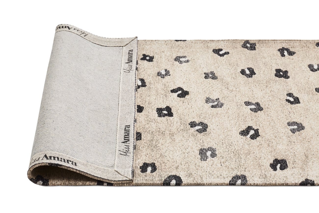 Candice Beige Leopard Pattern Runner Rug