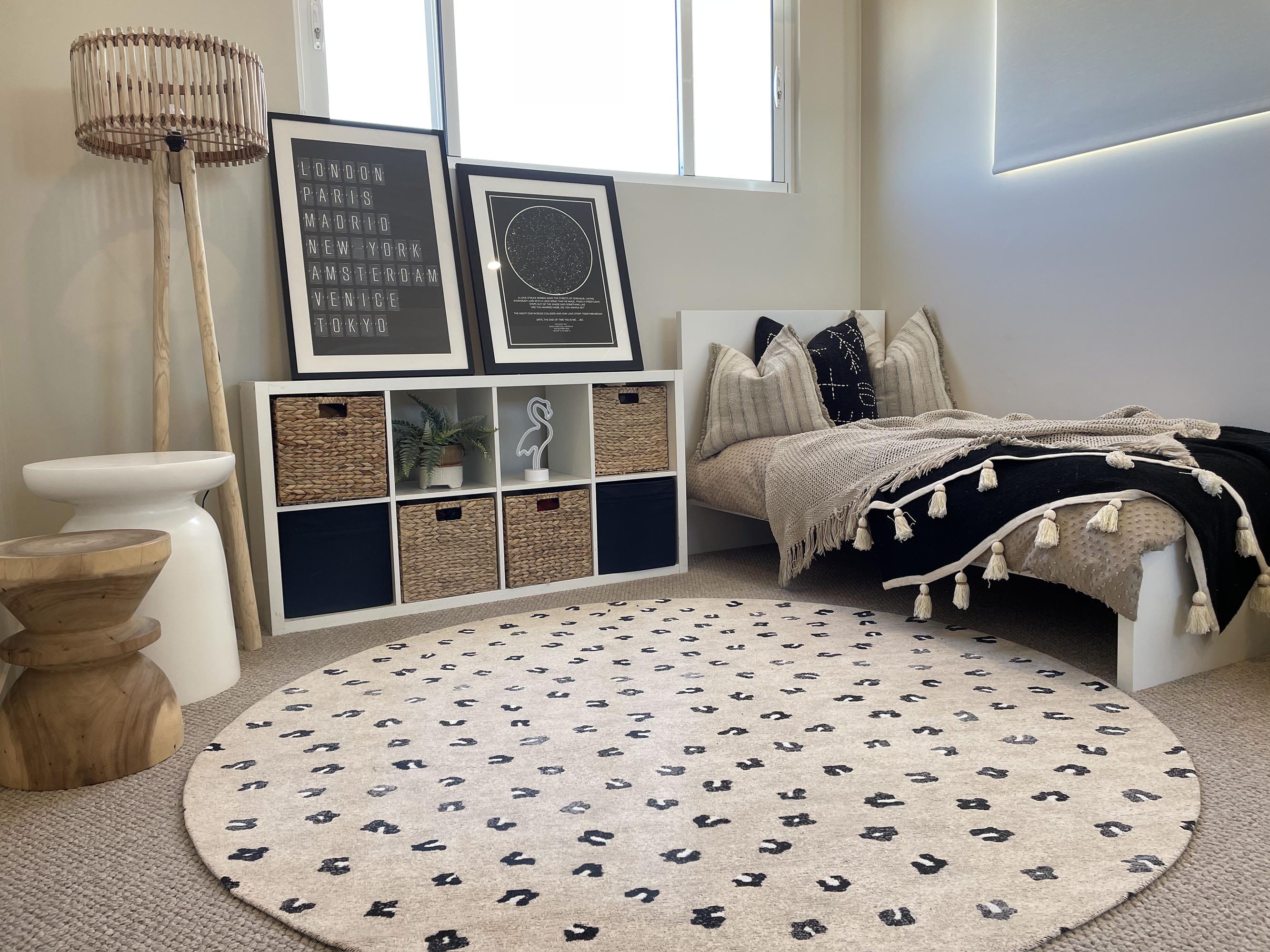 Candice Beige Round Leopard Animal Pattern Rug