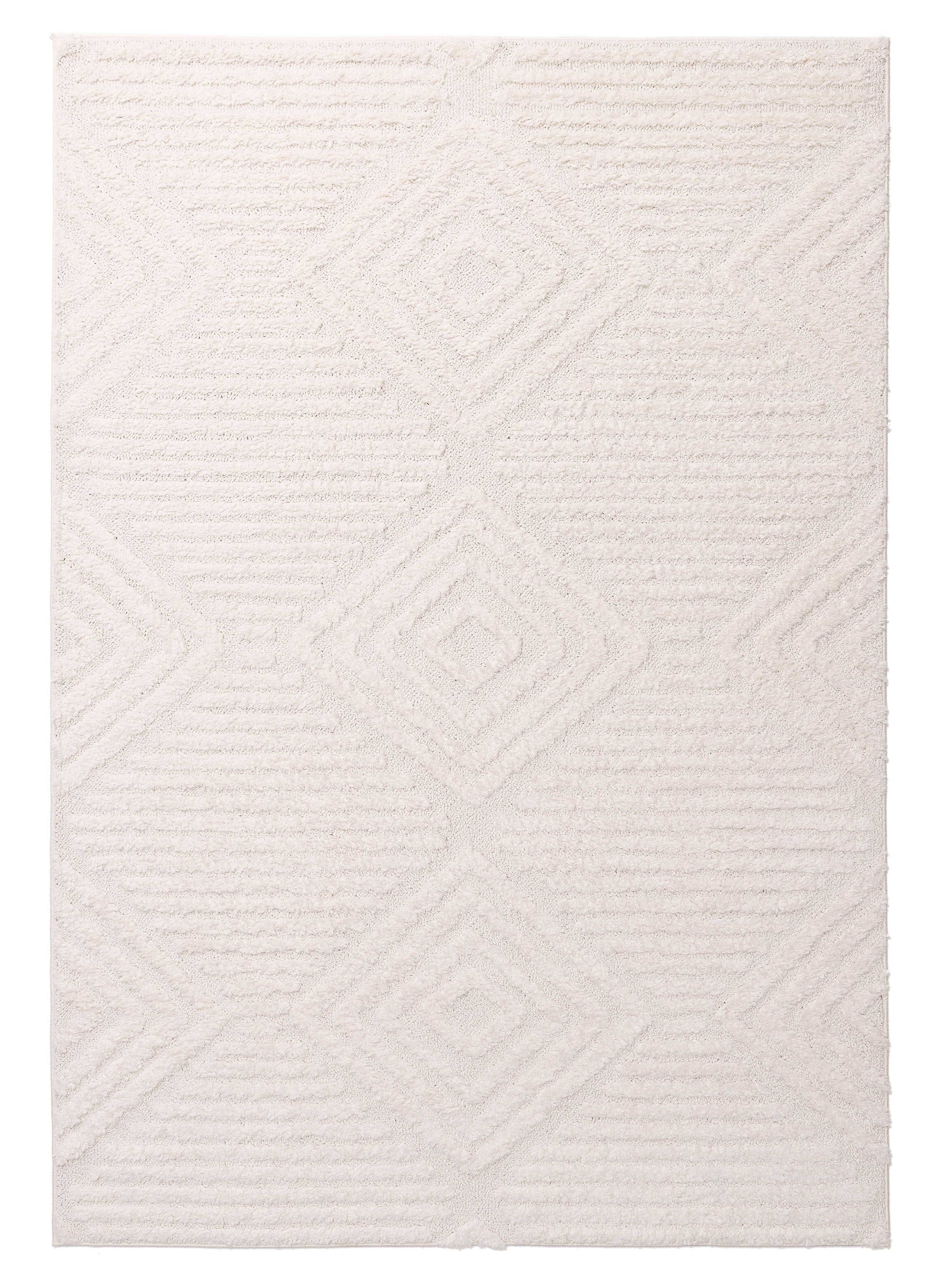 Catriona Ivory Cream Geometric Textured Rug