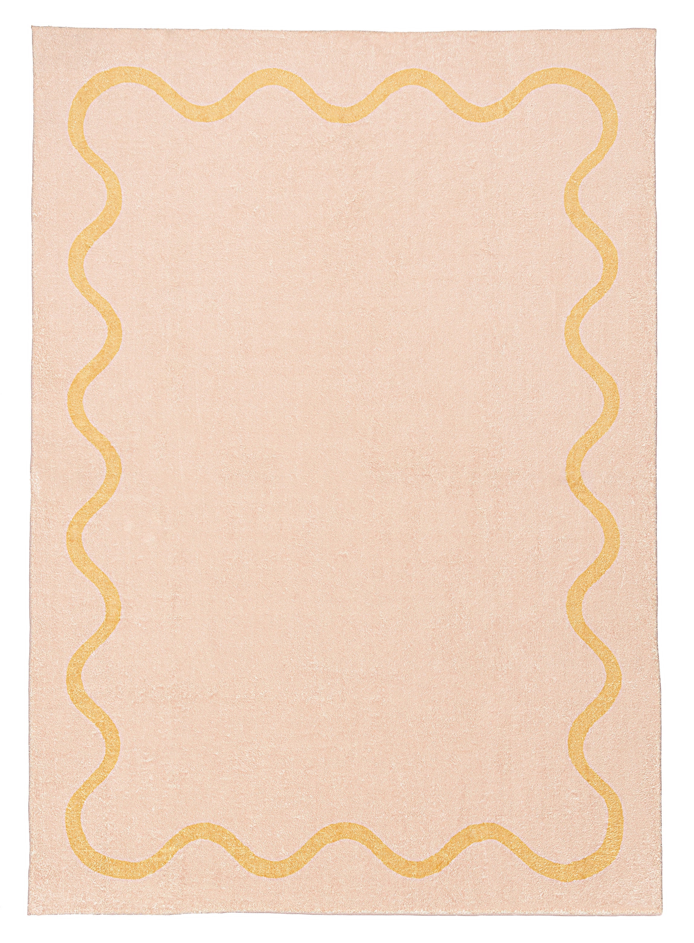 Eva Pink and Yellow Wiggle Bordered Washable Rug