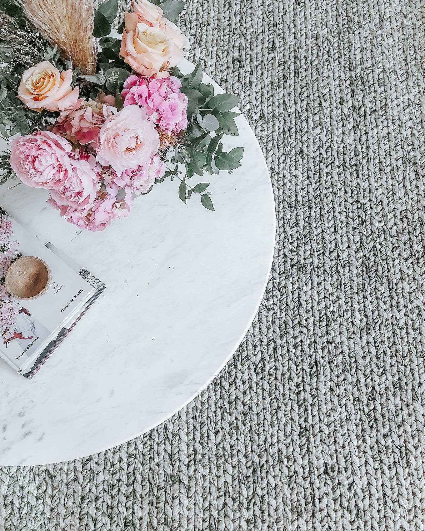 Farrah Marble Grey Braided Wool Rug