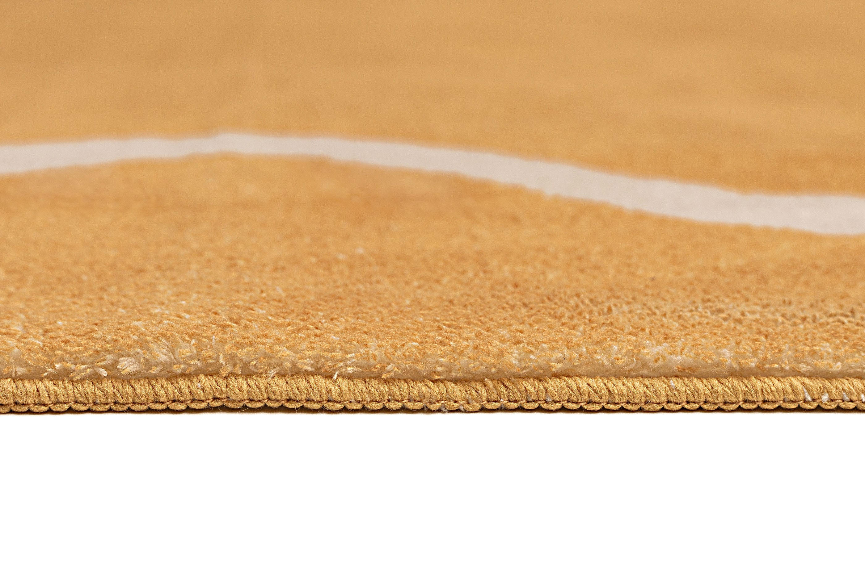 Frida Mustard and Cream Wiggle Bordered Washable Rug