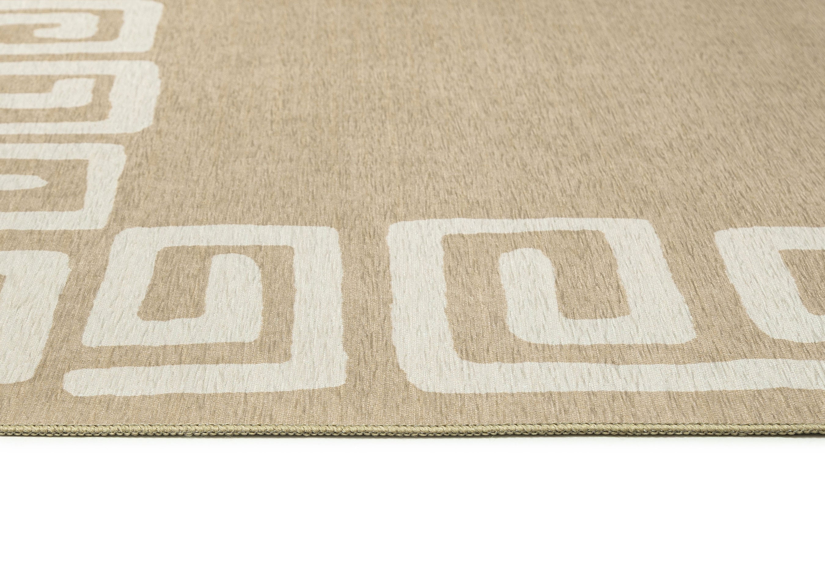 Ione Sandy Beige and Light Oat Geometric Indoor Outdoor Rug