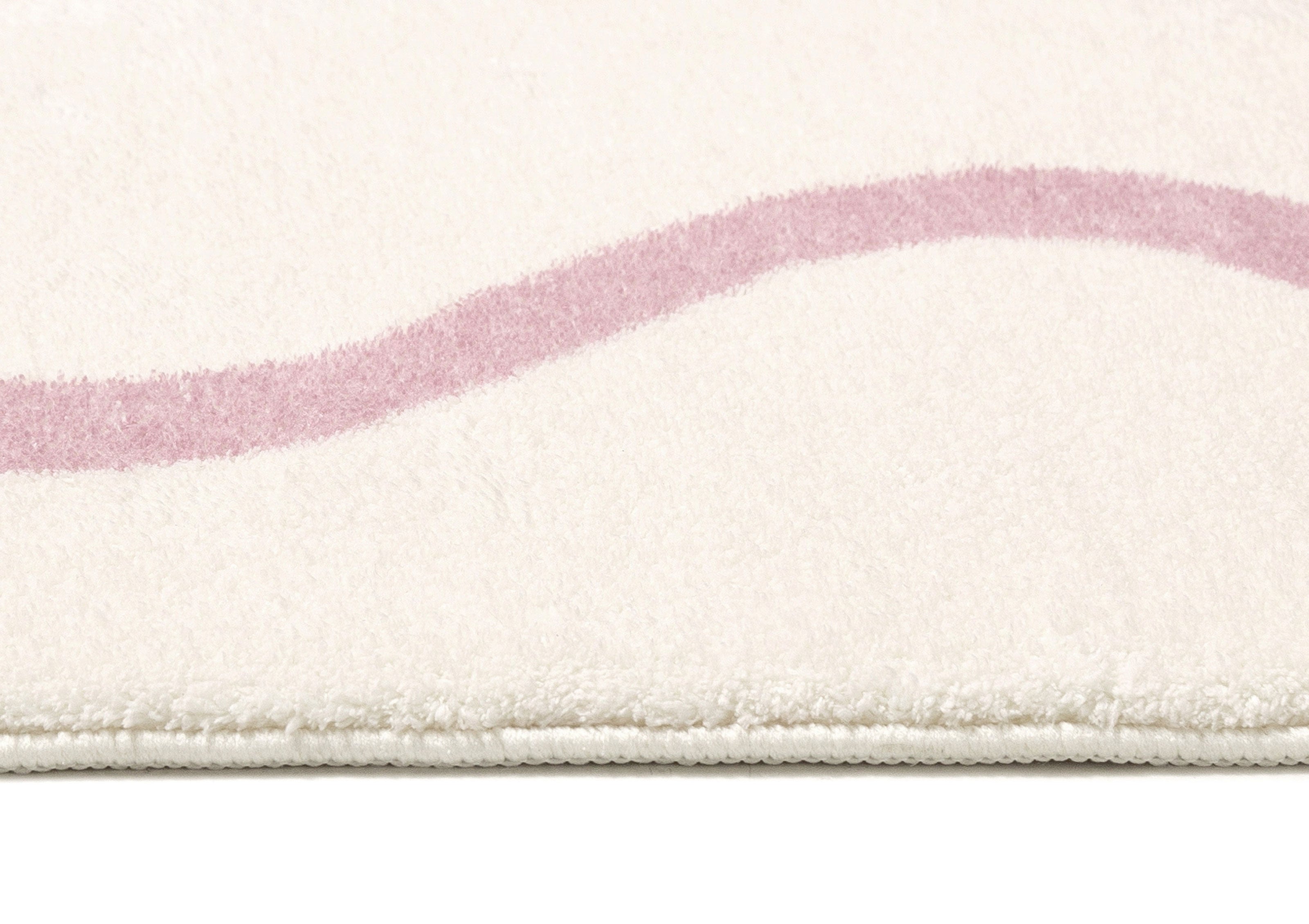 Juliana Pink and Cream Wiggle Bordered Washable Rug