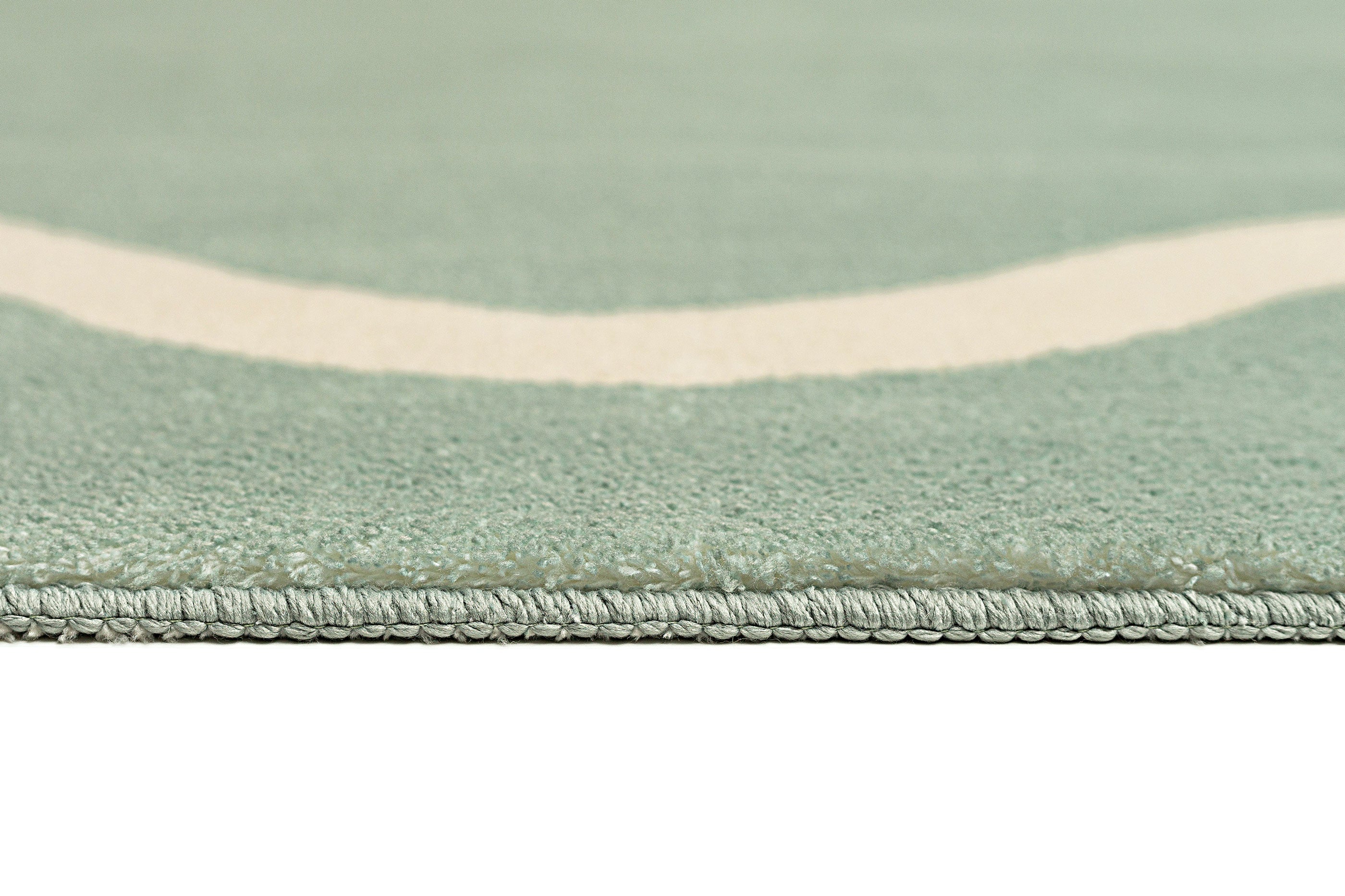 Kairo Green and Cream Wiggle Bordered Washable Rug