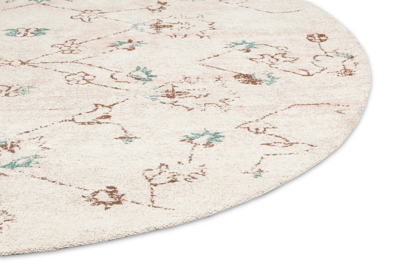 Luna Blue and Pink Floral Round Rug