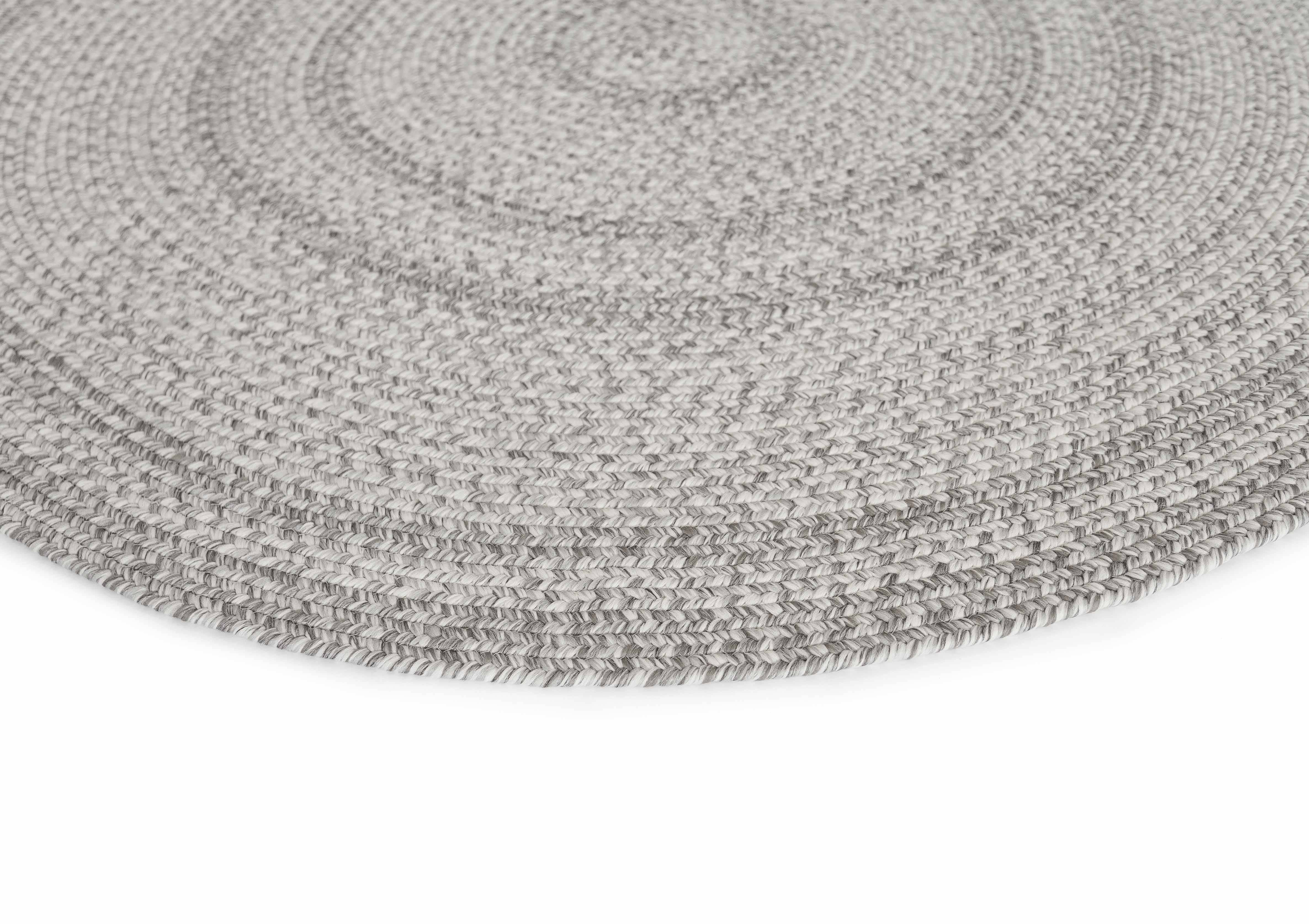 Mika Grey Braided Flatweave Indoor Outdoor Round Rug
