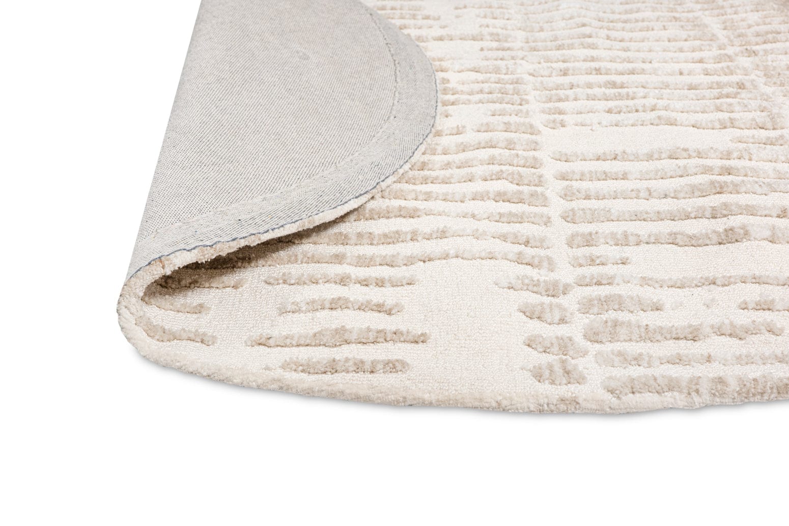 Nahba Ivory And Cream Textured Tribal Round Rug