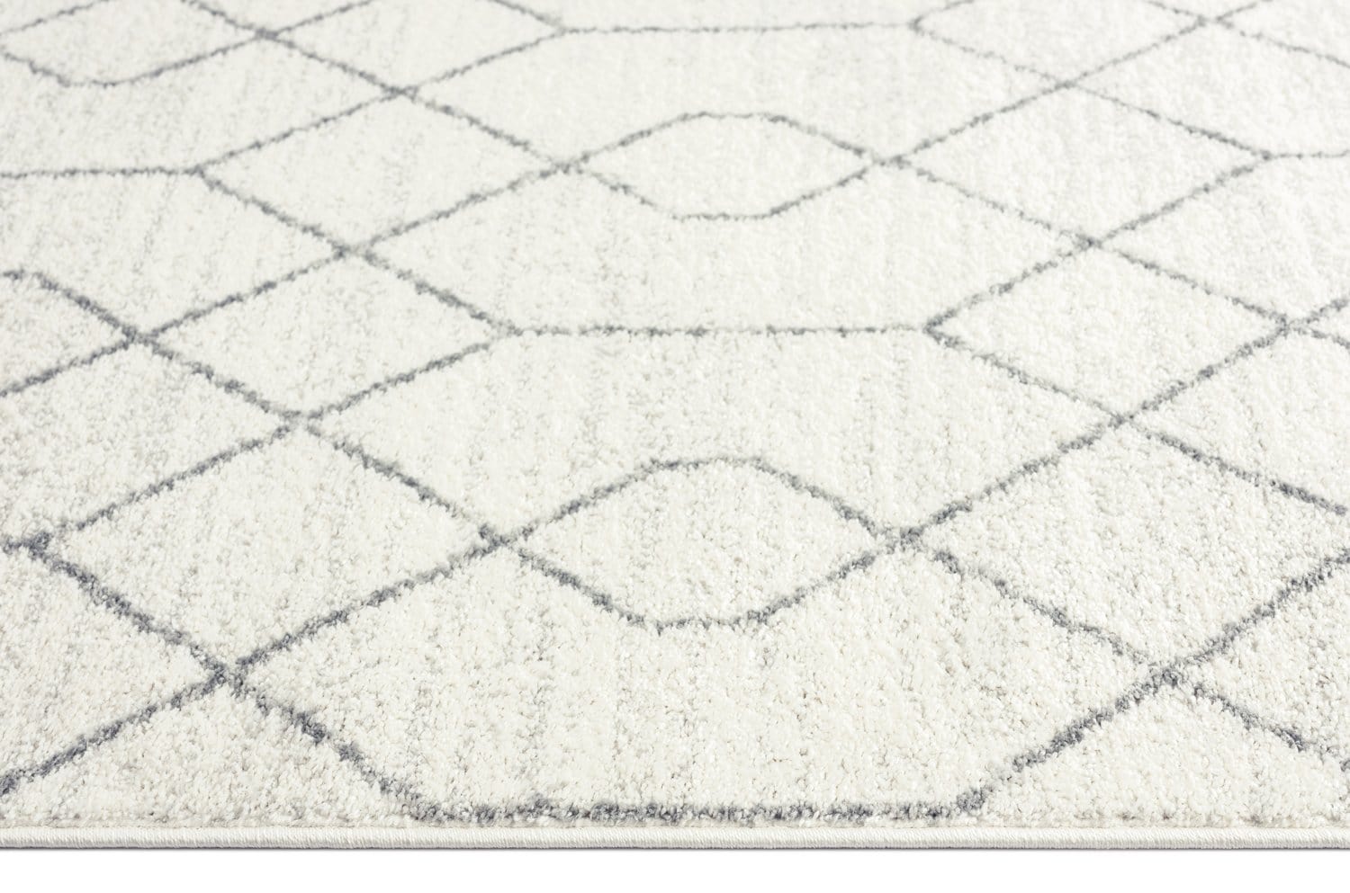 Neda Grey and Ivory Diamond Pattern Runner Rug