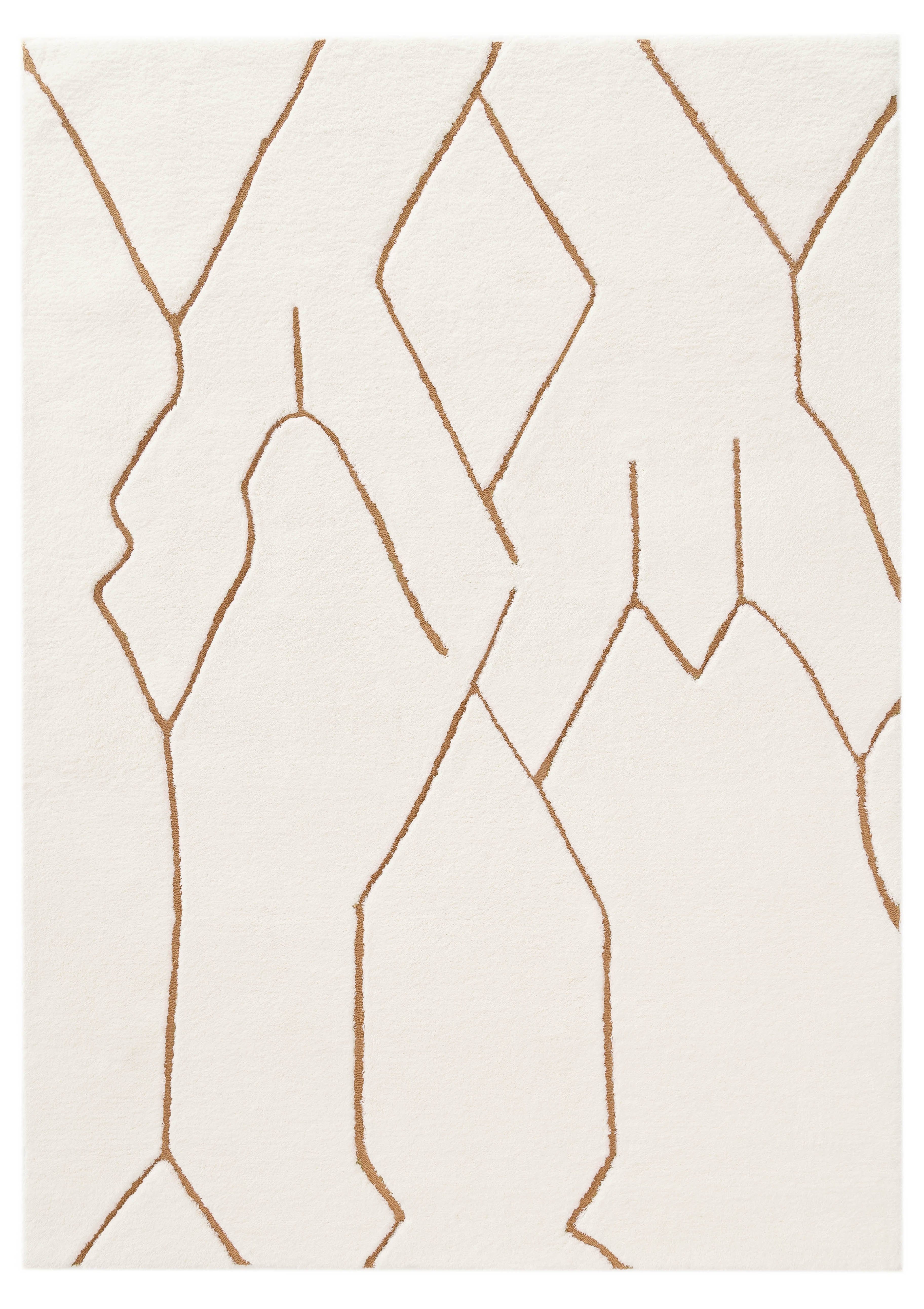 Nyla Cream and Gold Tribal Shag Rug