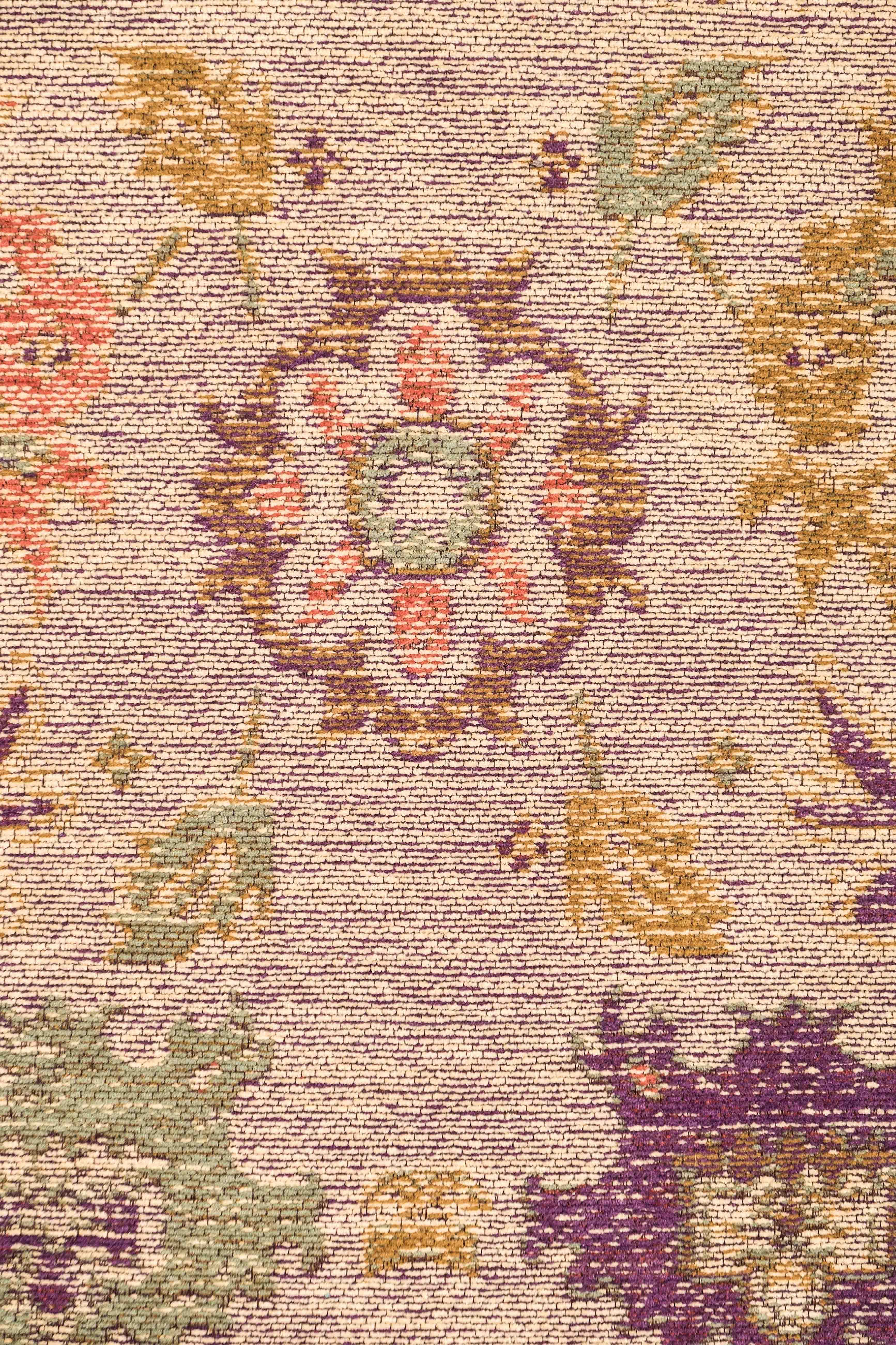 Olivia Boho Beige Purple and Coral Round Rug