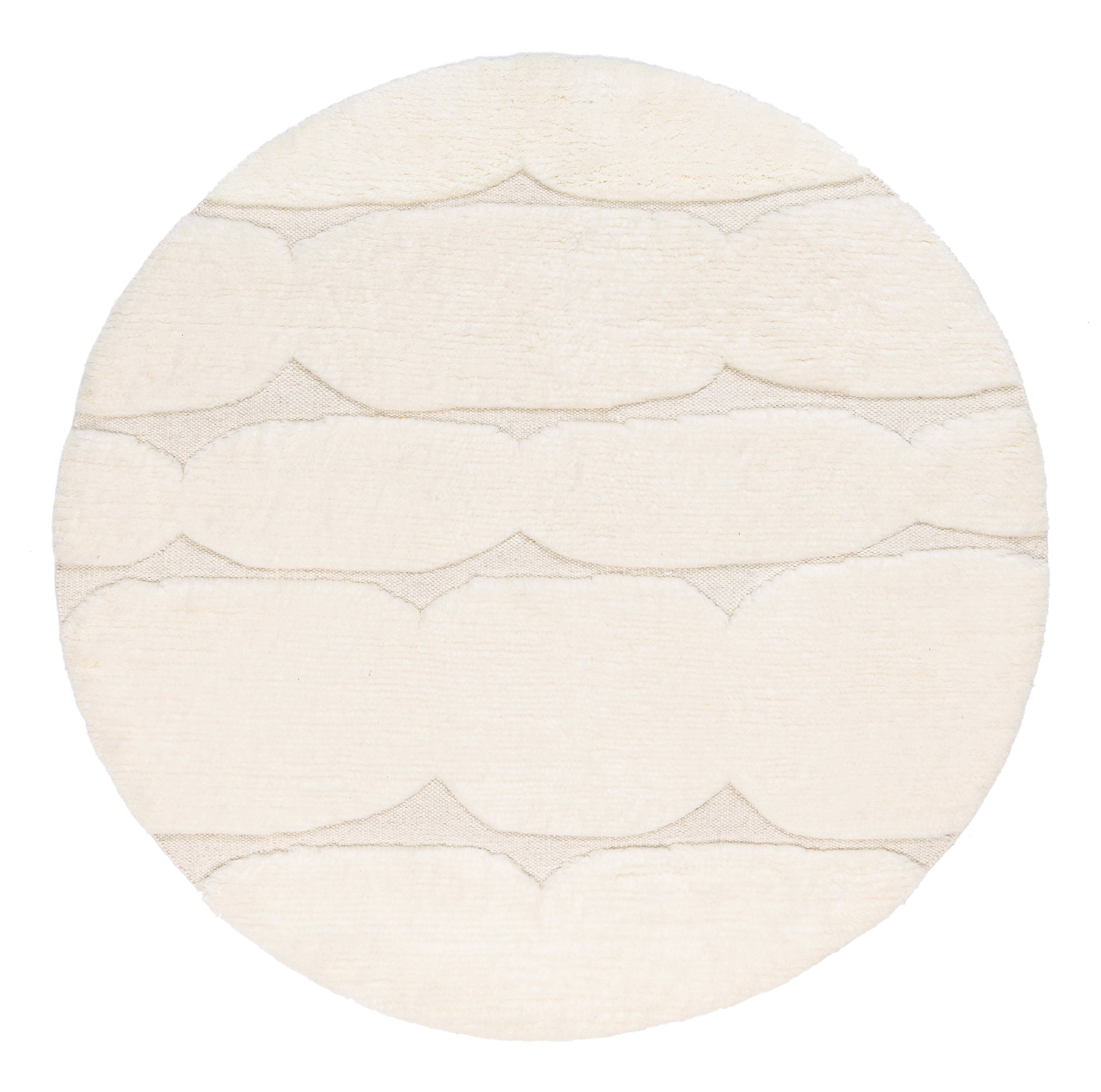 Omaira Ivory Textured Wool Round Rug