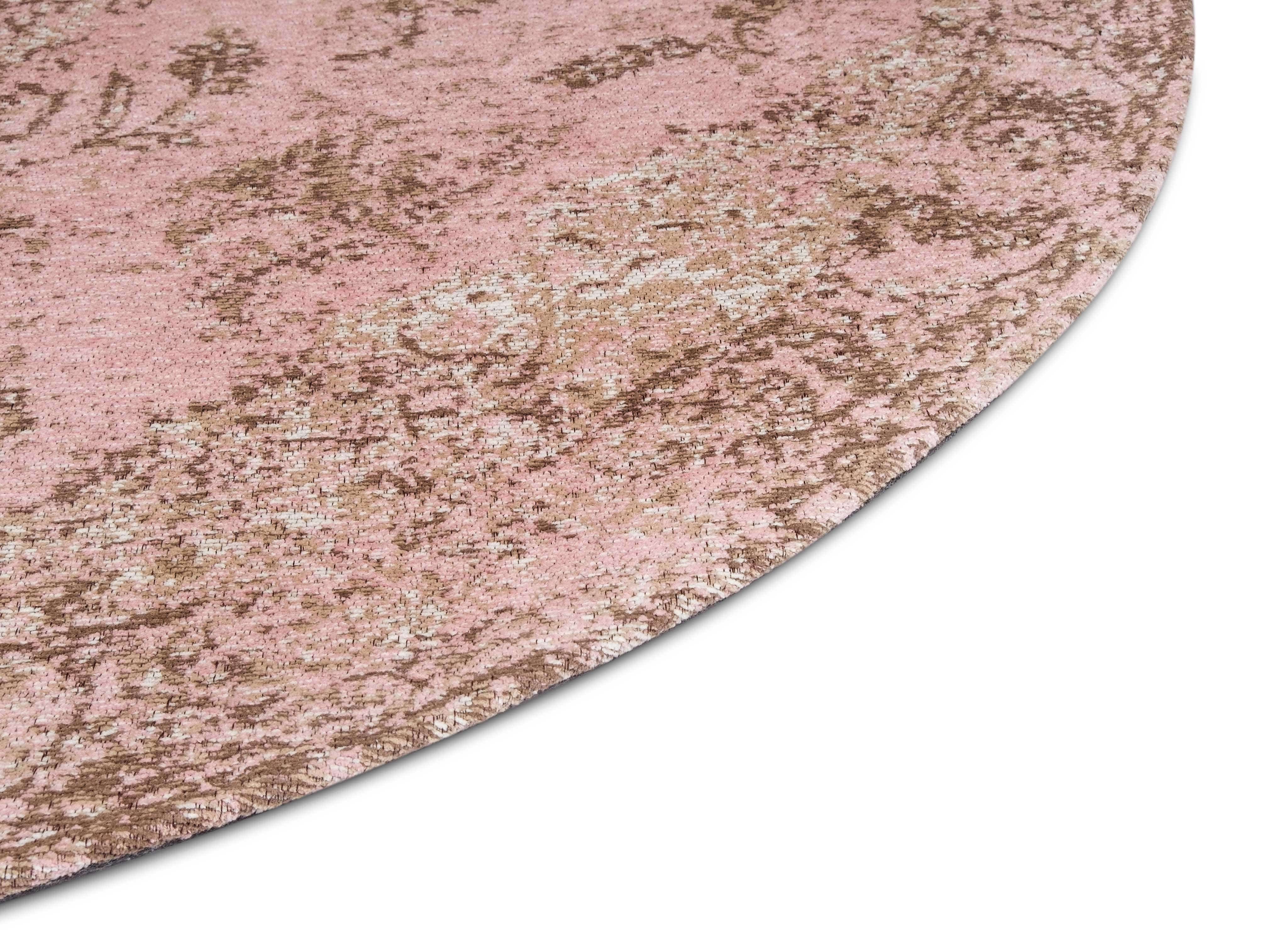 Sahara Turkish Style Pink Distressed Medallion Round Rug