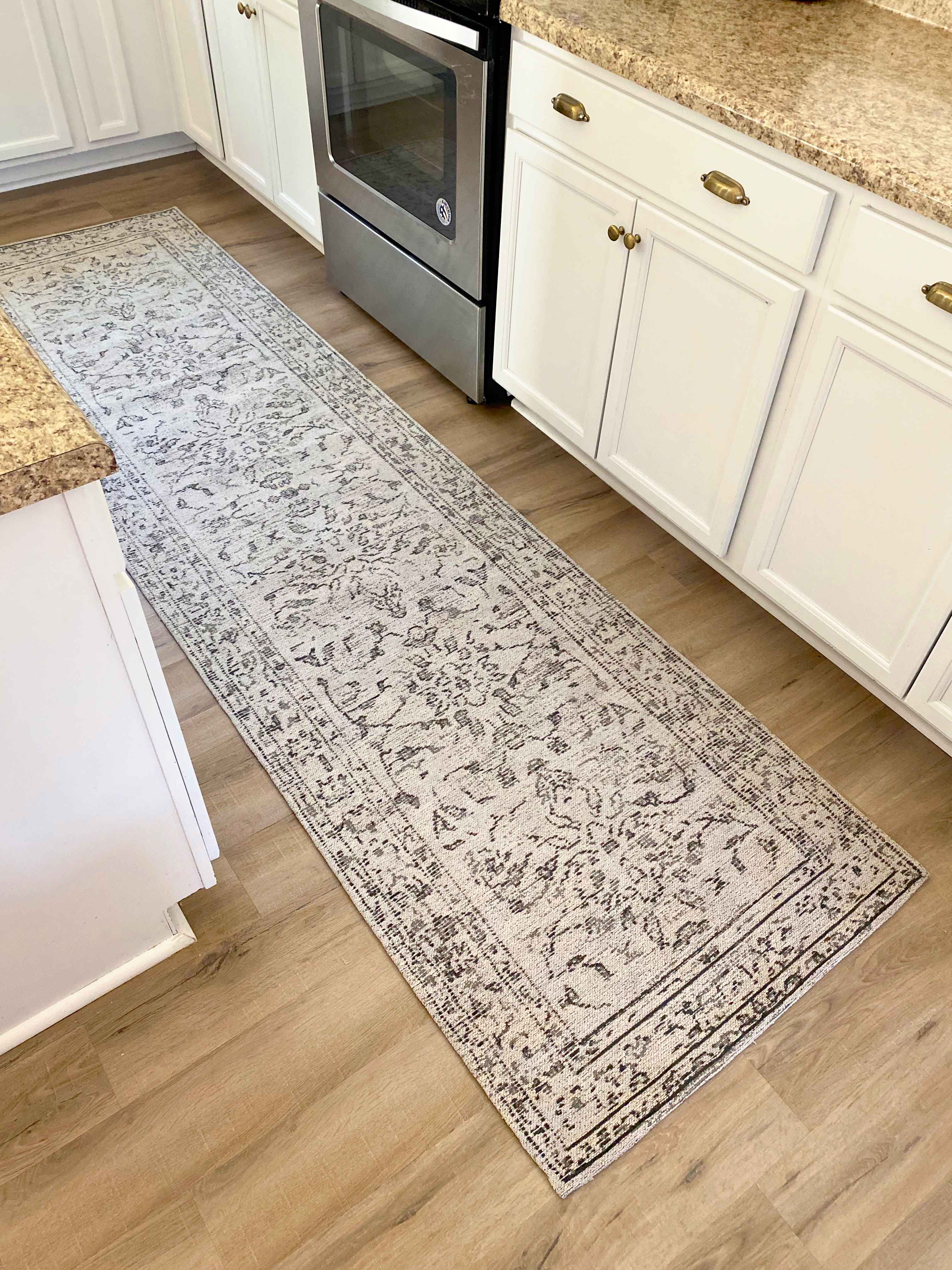 Sonia Beige and Grey Floral Pattern Runner Rug