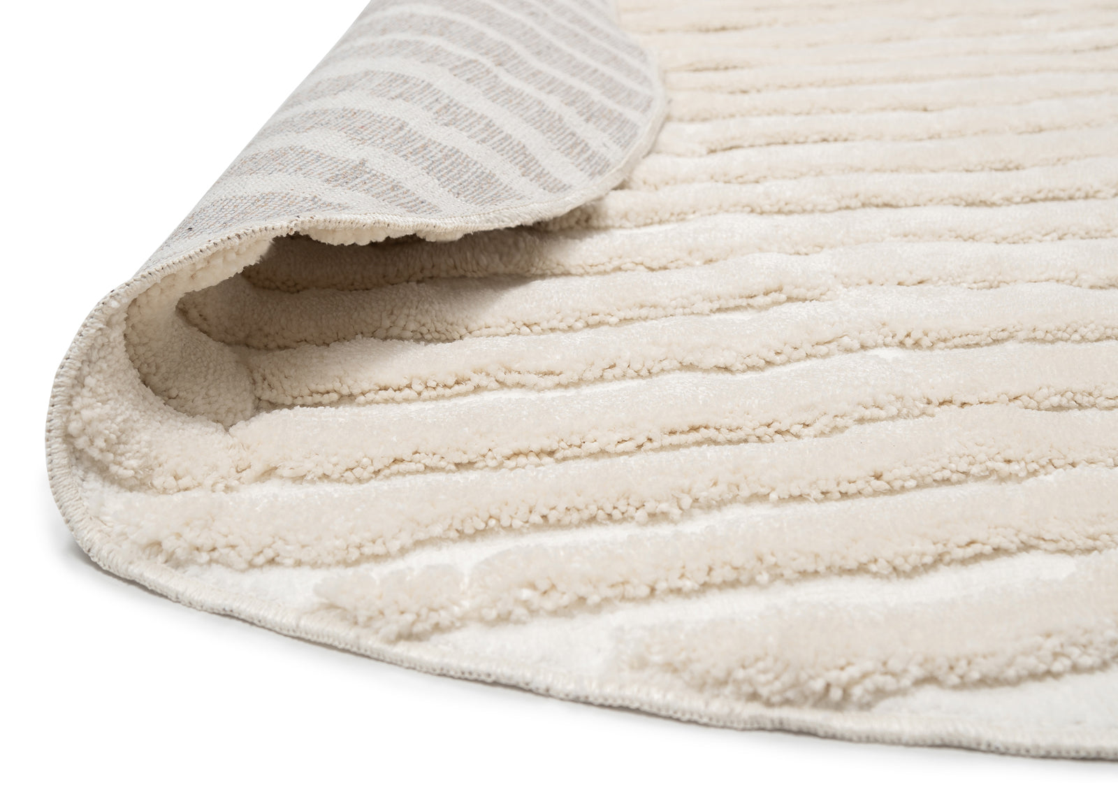 Yoanna Ivory Abstract Striped Round Rug