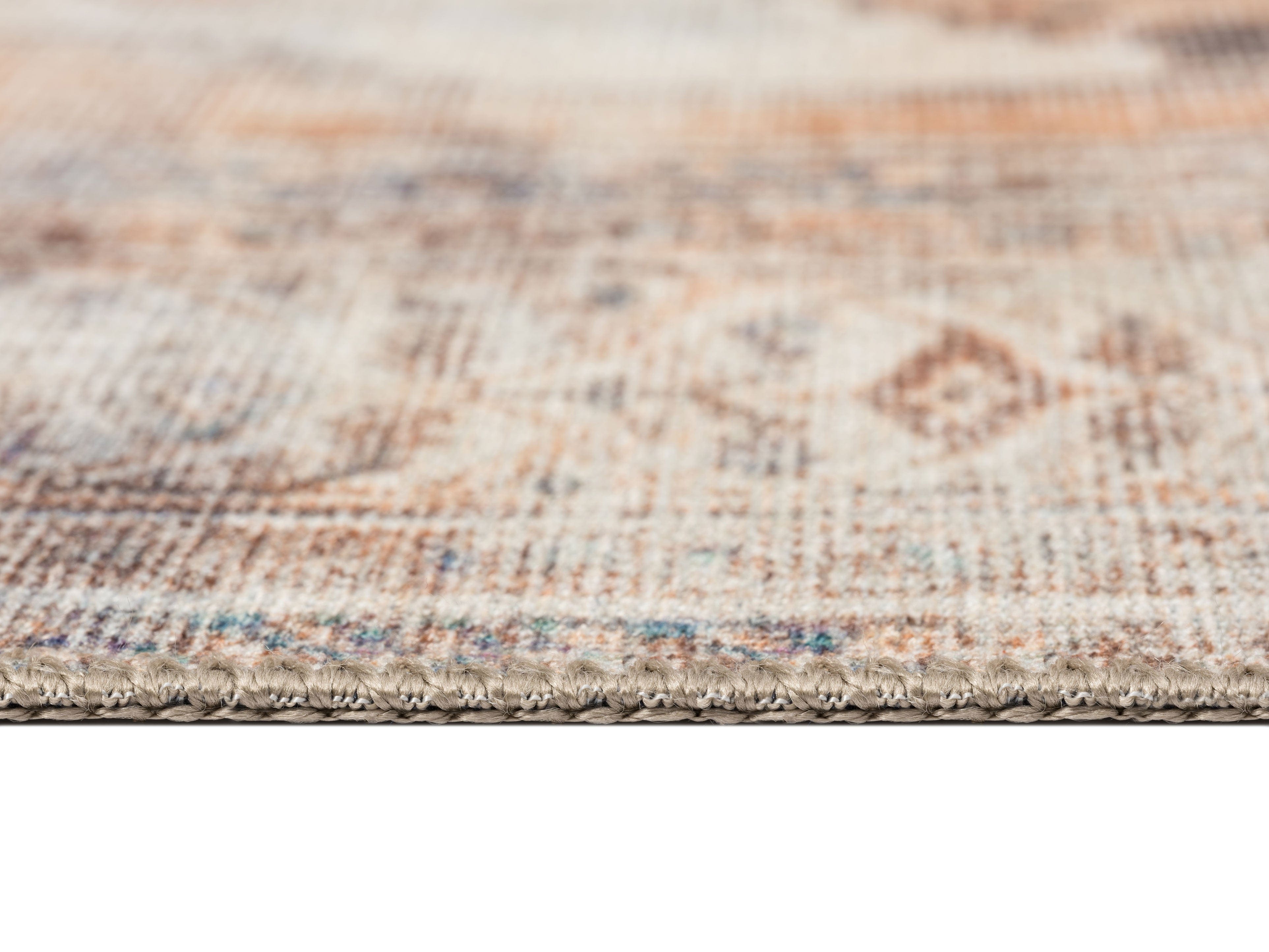 Yvana Brown and Beige Traditional Distressed Washable Rug – Miss Amara (AU)
