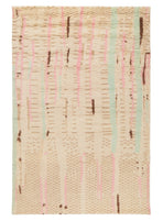 Zahari Pink and Green Abstract Tribal Wool Rug
